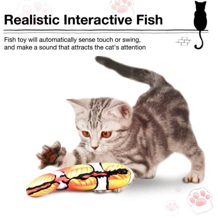 30CM Electric Moving Fish Cat Toy Realistic Plush Simulation Electric ...