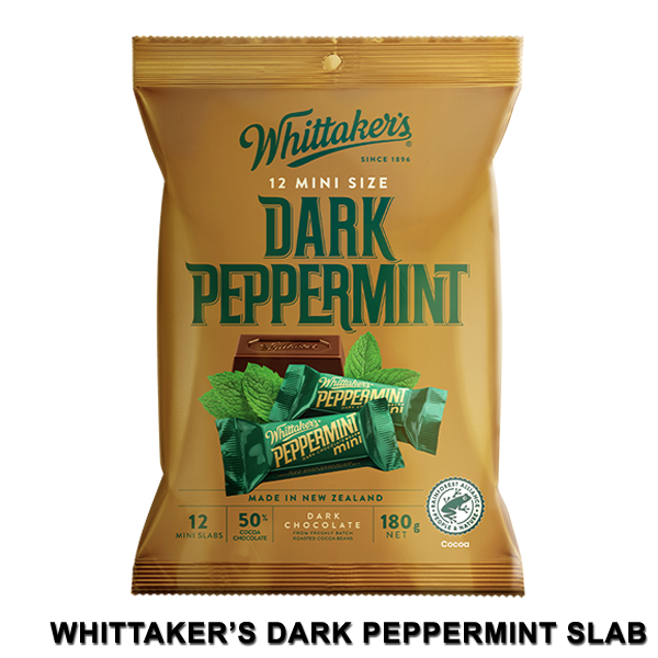 Whittaker's Dark Peppermint Chocolate Slab 180g (12 mini slab) | 50% ...