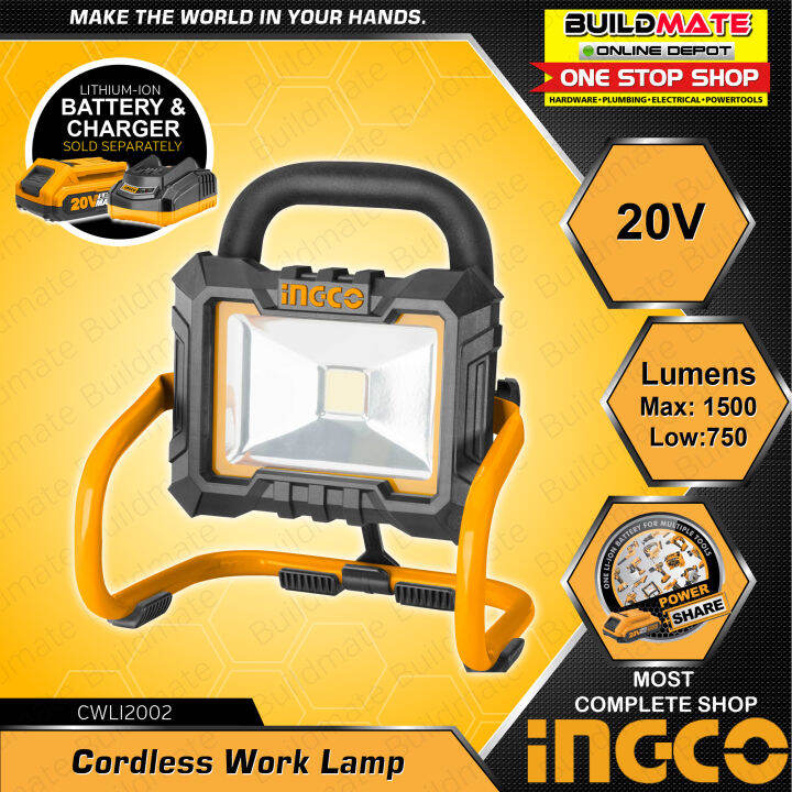 INGCO Cordless Work Lamp Lithium-Ion 20V CWLI2002 with BATERRY ...