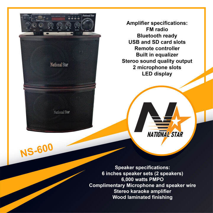 National Star NS-600 Amplifier /Built-in Bluetooth, FM Radio, Remote ...