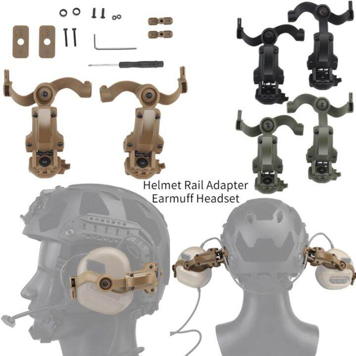 Military Tactical Headset Bracket Kit Rotation Helmet Guide Adapter For ...