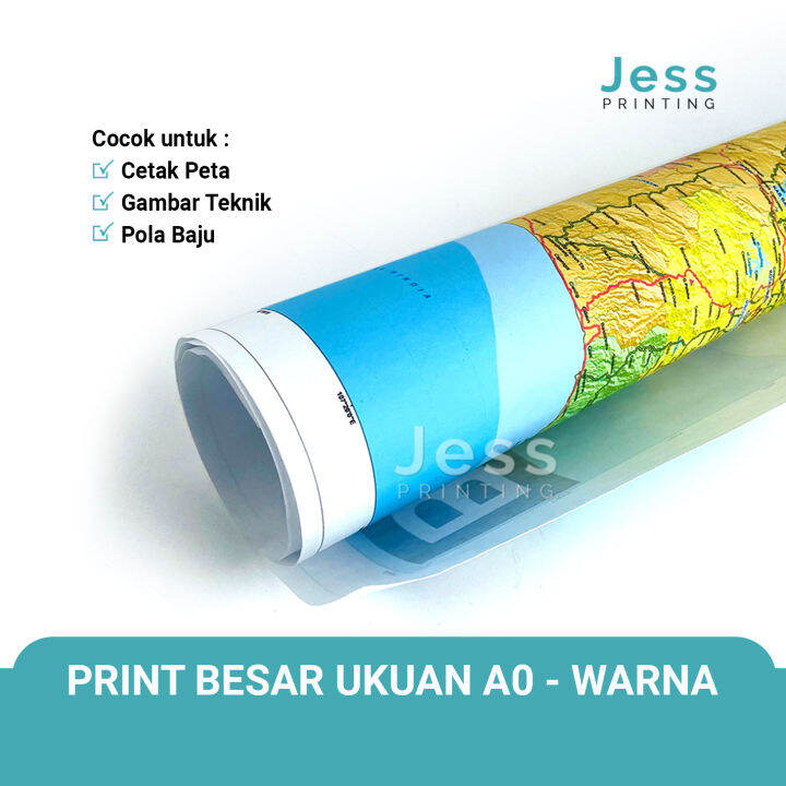 Print Cetak Gambar Ukuran Besar A0 A1 A2 Berwarna Bahan Kertas HVS ...