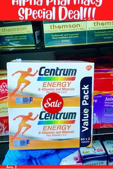 Centrum Energy Multivitamin-Multimineral Plus Vitamin C & E 60s twin ...