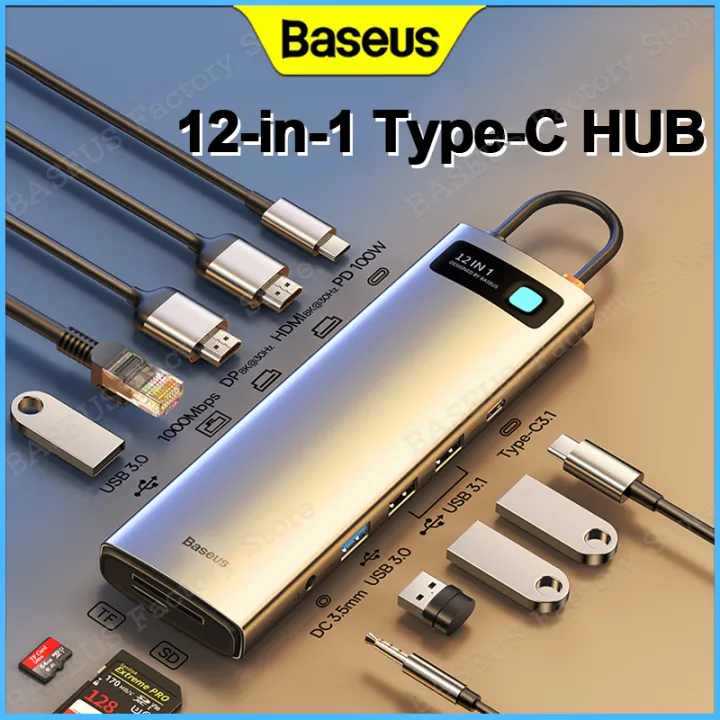 Baseus 12-in-1 Type-C HUB Docking Station Type-C to HDMI USB3.0 3.1 ...