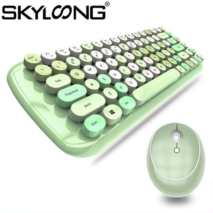 Skyloong Cute Mini Portable Wear-resistant 2.4G Wireless Keyboard Mouse ...