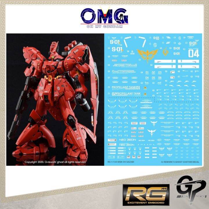 G-Rework RG MSN-04 Sazabi Water Decal CD-RG29 G Rework RG Sazabi Gundam ...