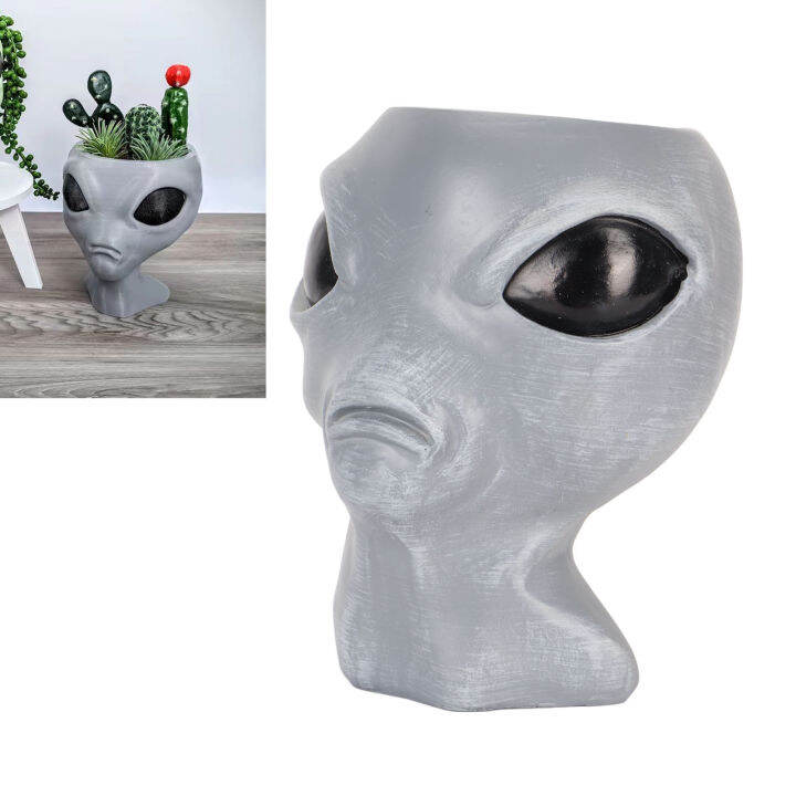 Alien Flower Pot Head Planter Pot Cute Resin Succulent Planter Ornament ...