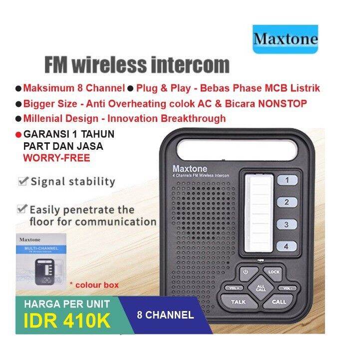 Interkom Intercom Wireless 8 Channel Nirkabel - 1 unit MAXTONE SK1208 ...