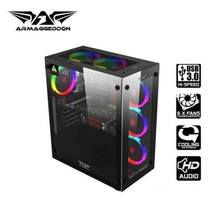 Armaggeddon Nimitz TR5000 ATX Gaming PC Case (Tempered Glass)-Black ...