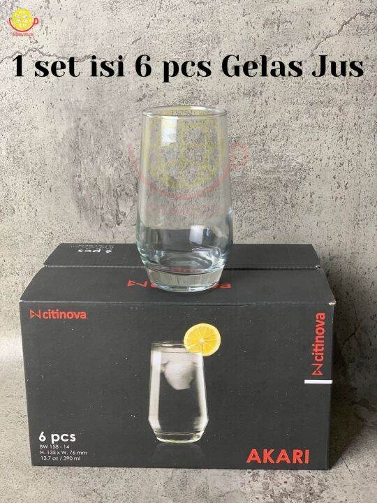Set Gelas Jus isi 6 buah/Gelas Jus 390ml/Gelas Set Citinova Akari 390ml ...