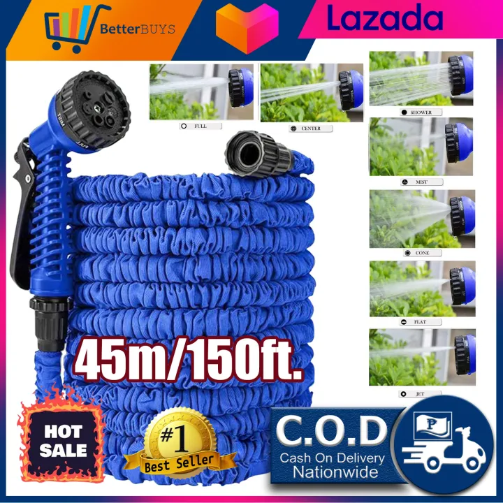 Magic Hose 45m 150ft Expandable Flexible Plastic Hose With Spray Gun ...