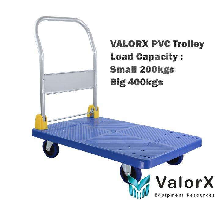 VALORX : HEAVY DUTY PVC Platform Trolley 200kg / 400kg (Foldable Handle ...