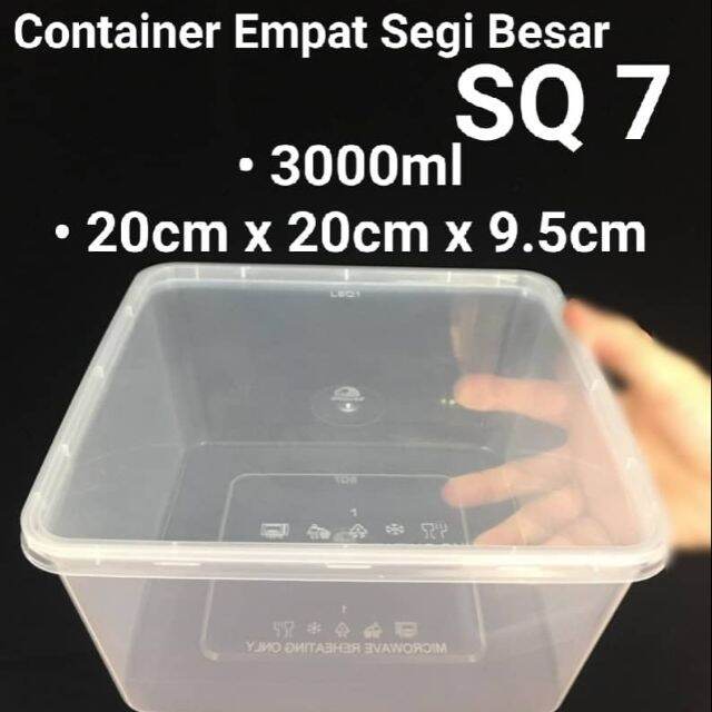 Square Food Container SQ7 3000ml Disposable Plastic Container +/-30pcs ...