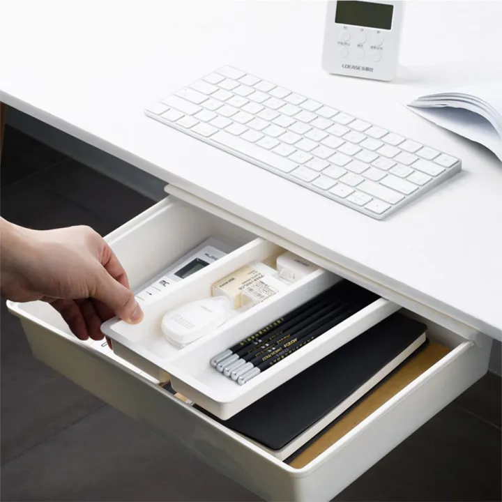 RTHRT Home Kitchen Pen Holder Pencil Tray Hidden Under Table Drawer ...