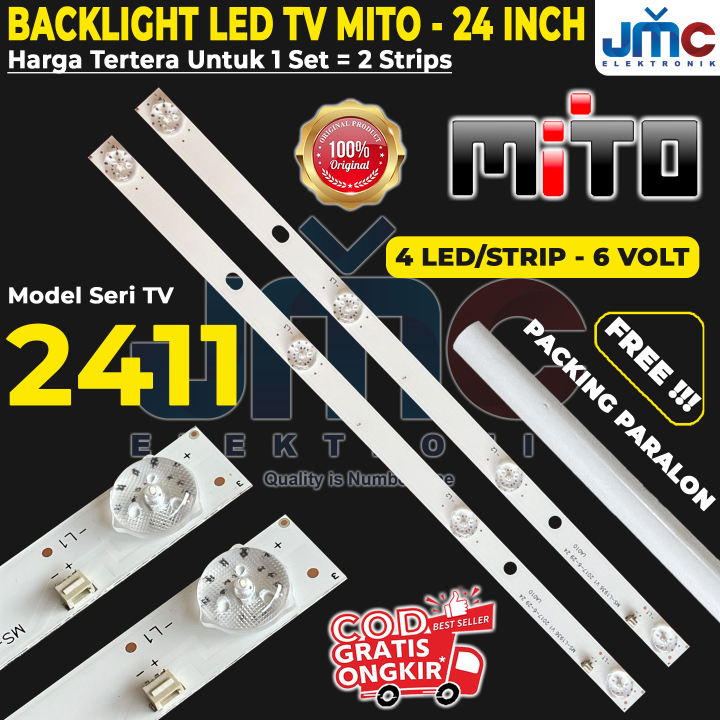Backlight Tv Mito 24 inch 2411 lampu led Tv mito 24inc 4k 6v 4 mata kancing cembung 6 volt ...