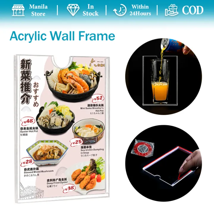 Wall Mount Acrylic Sign Holder A4 Clear Acrylic Wall Frame Poster Wall ...