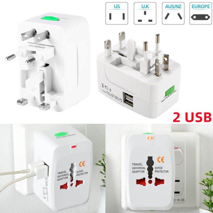 【CW】 2 USB Port Universal Plug Adapter All In One EU UK US AU ...