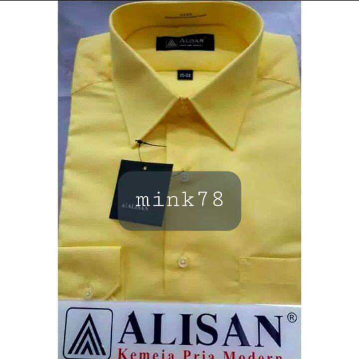 kemeja Alisan polos lengan panjang warna kuning ( lemon) | Lazada Indonesia