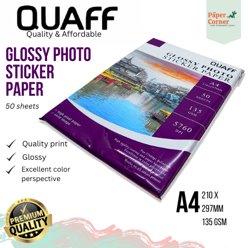 QUAFF GLOSSY PHOTO STICKER PAPER A4 135GSM 50SHEETS | Lazada PH