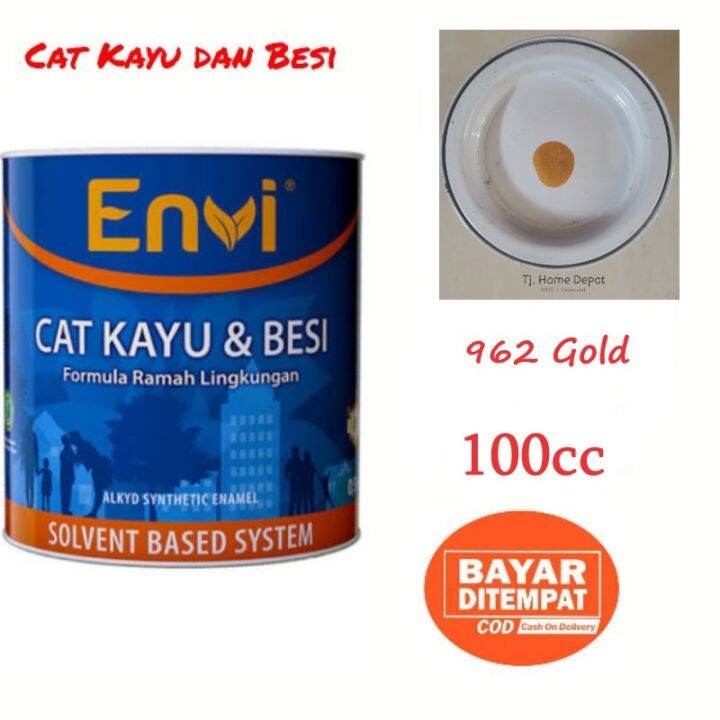 ENVI cat Kayu dan Besi 0,1L 962 GOLD Emas Indaco 100cc | Lazada Indonesia