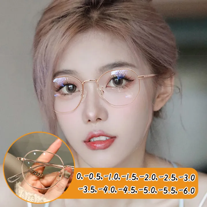 Round Frame Myopia Glasses for Women Student Anti-Blue Light Glasses ...