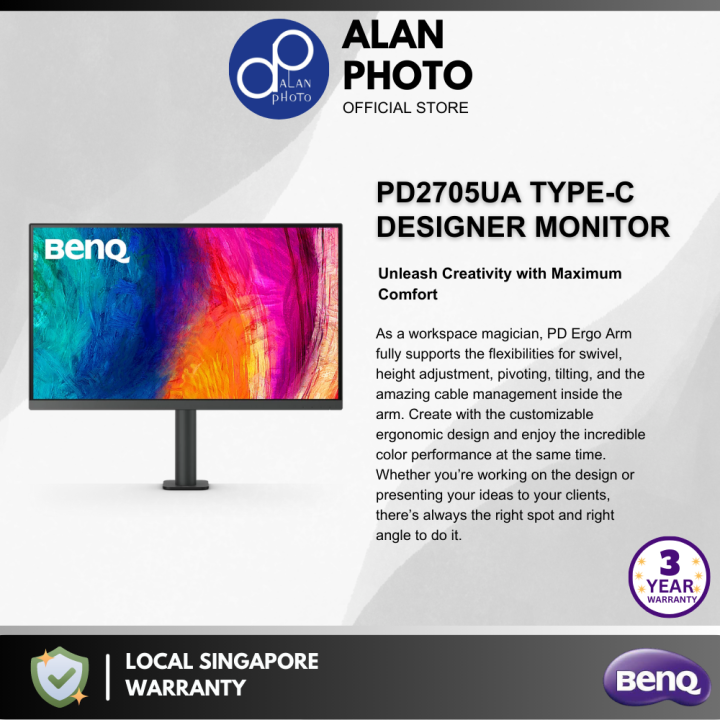 BenQ DesignVue [PD2705UA] [PD3205UA] Ergo Arm 4K UHD sRGB HDR10 USB-C ...