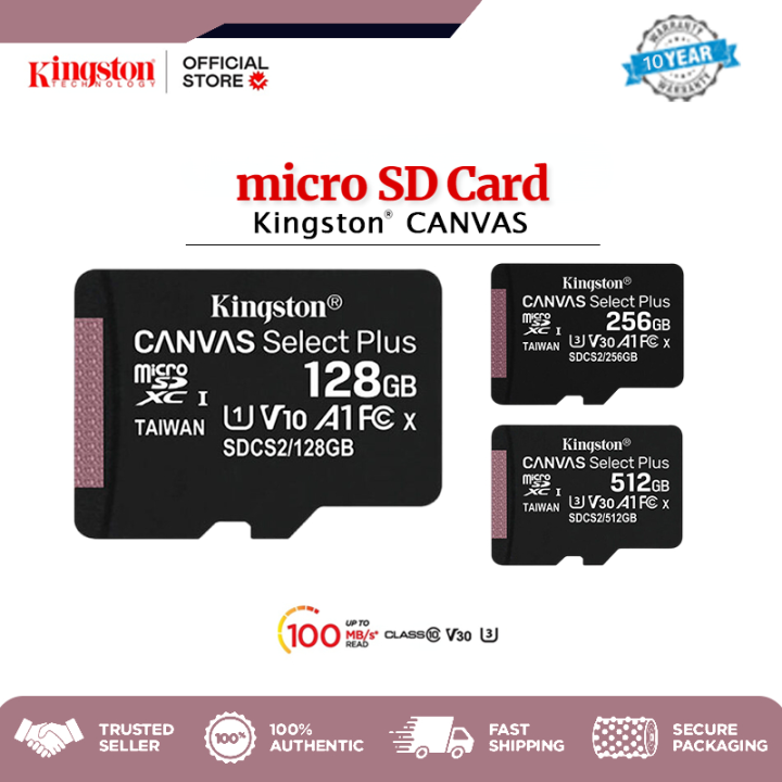 Kingston Canvas Select Plus 128GB 256GB 512GB 1TB microSD Card with Android A1 Performance Class ...