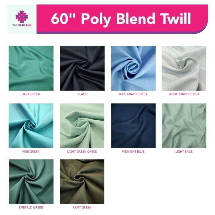 Fabric Hub 60 Poly Blend Twill (Cloth/ Tela) - Sold per Yard | Lazada PH