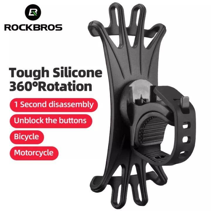 ROCKBROS Bicycle Phone Holder Silicone Multi-function Phone Mount Flexible 360° Rotation Quick ...