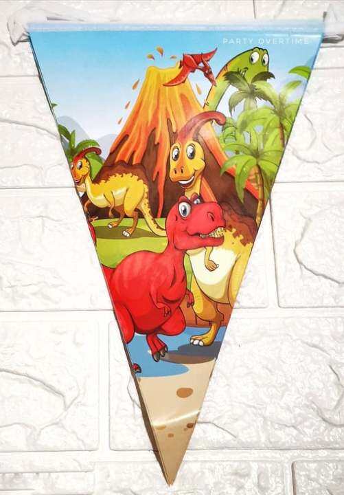 Dinosaur design Triangle Banderitas Flag Banner Birthday Christening ...