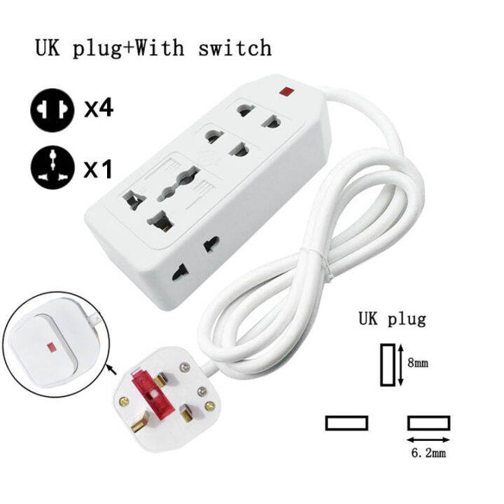 Power Strip with Switch UK Plug to Universal Socket Adapter Socket 7 ...