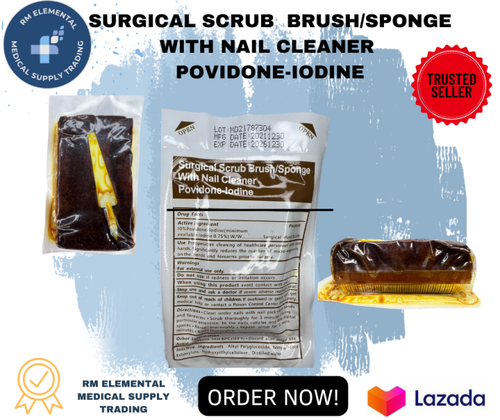 SURGICAL SCRUB BRUSH/SPONGE WITH NAIL CLEANER POVIDONE-IODINE | Lazada PH
