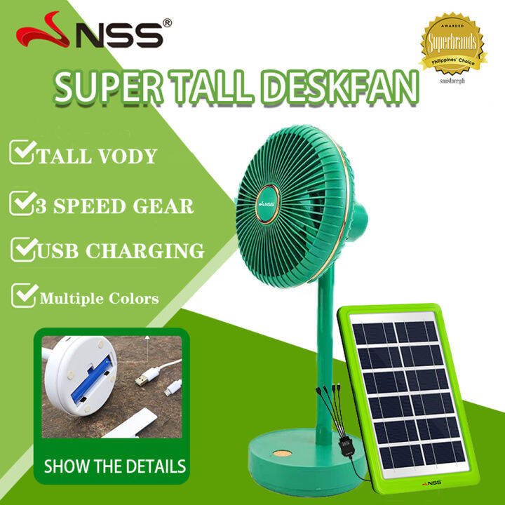NSS Portable Mini Desk Fan Rechargeable USB Fan With Solar Charging ...