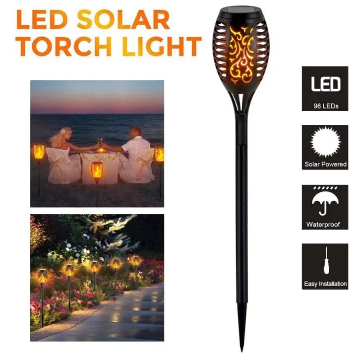 Led Solar Torch Light โคมไฟปักพื้นสวน ไฟสวนพลังงานเเสงอาทิตย์ ไฟปักสนาม ...