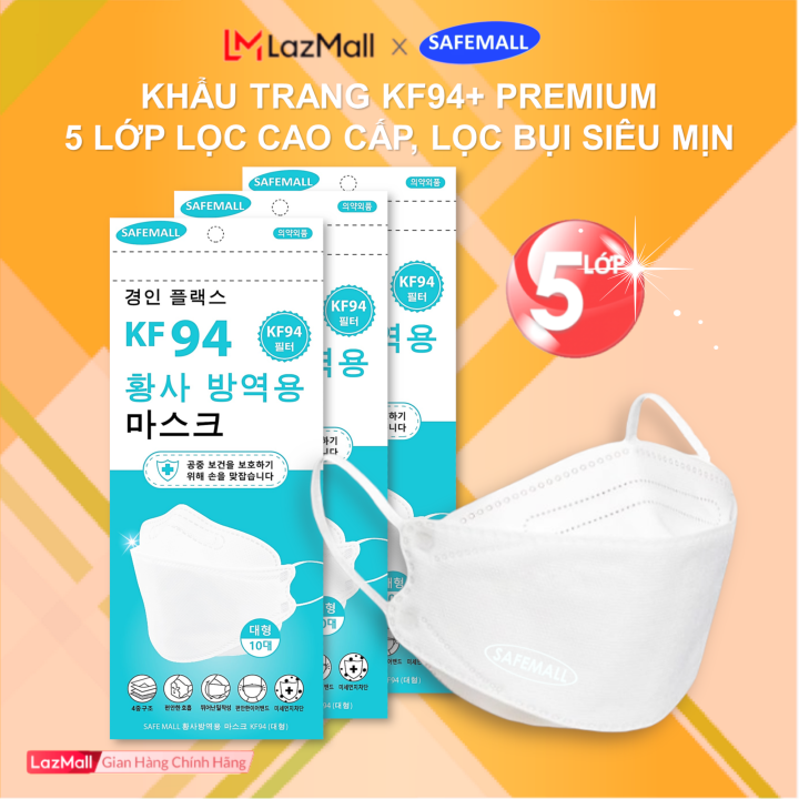 [HOT DEAL] Khẩu trang KF94 SafeMall 5 lớp lọc Premium N99+ Korea Technology Thùng 300 chiếc khẩu ...