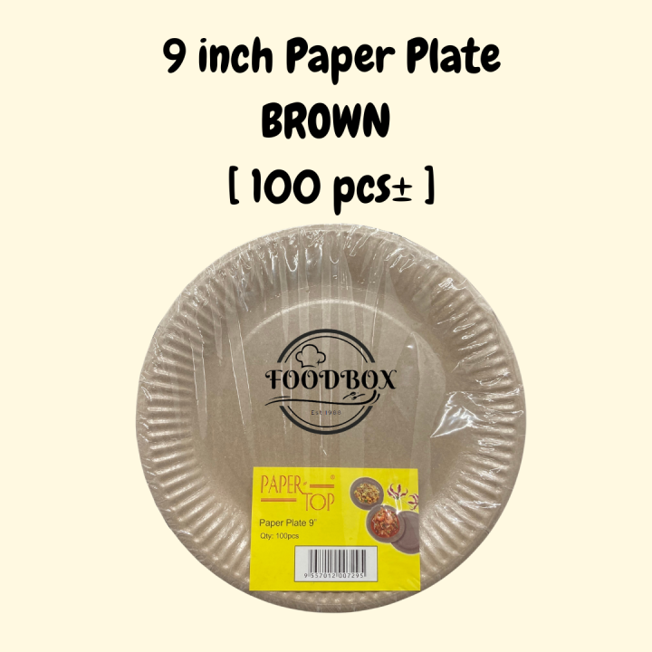 FOODBOX - 9 inch Paper Plate ( 100pcs± ) MUDA Disposable Paper Plate ...