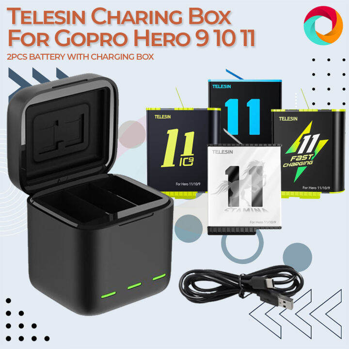 TELESIN Battery & Charging Box Kit for GoPro Hero 9 Hero 10 Hero 11 ...
