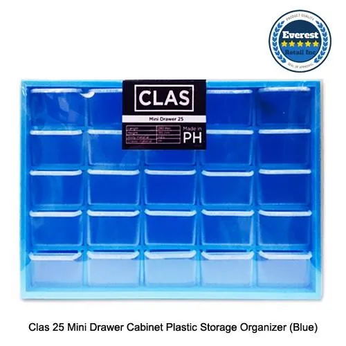 Clas 25 Mini Drawer Cabinet Plastic Storage Organizer (White/Black/Blue ...