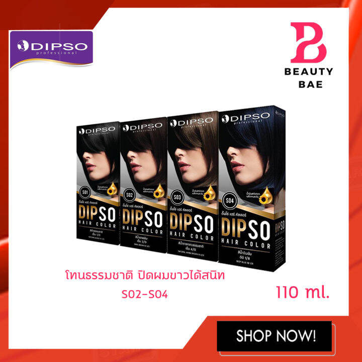 (S01-S04)(ตัดปีกด้านบน)Dipso Hair Color Cream ครีมเปลี่ยนสีผมดิ๊พโซ่ ขนาด 110 กรัม สูตรปราศจาก ...