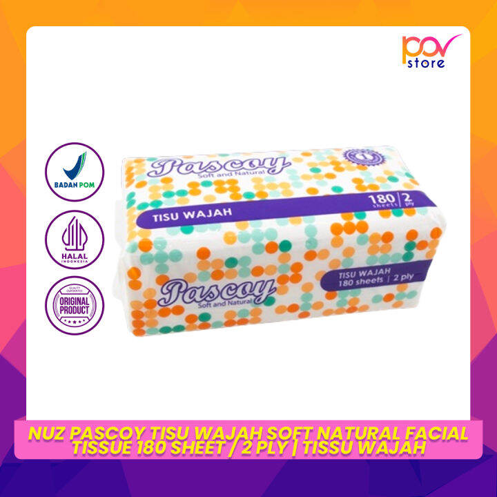 PASCOY Tisu Wajah Soft Natural Facial Tissue 180 Sheet / 2 Ply Tissu ...