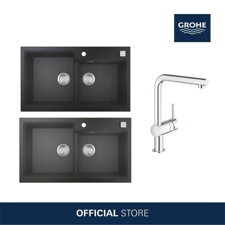 GROHE K500 COMPOSITE SINK 90-C86 (2 COLOURS) + GROHE MINTA SINGLE-LEVER ...