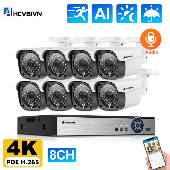 8CH 4K Ultra HD POE Video Surveillance System Network IP Camera CCTV ...