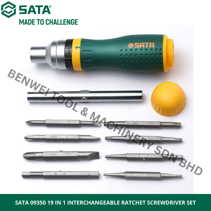 SCREWDRIVER SET / SATA 09350 19-IN-1 INTERCHANGEABLE RATCHET ...