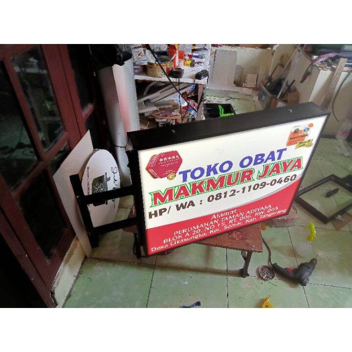 Neon box akrilik ukuran 80x60 tampilan 2 sisi box tebal 10 cm | Lazada ...
