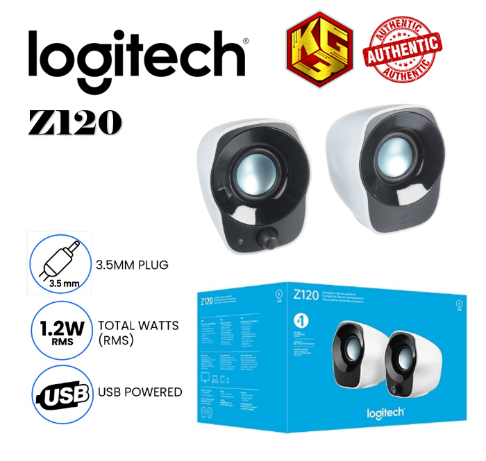 Logitech Z120 Compact Stereo Speakers For Your Desktop/Laptop Speakers (White) | Lazada PH