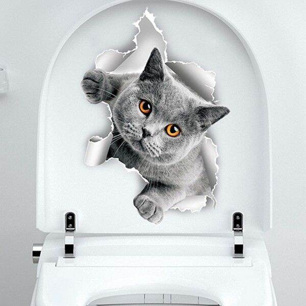 Stiker gambar kucing lucu 3D stickers tembok dinding model cat 3D ...