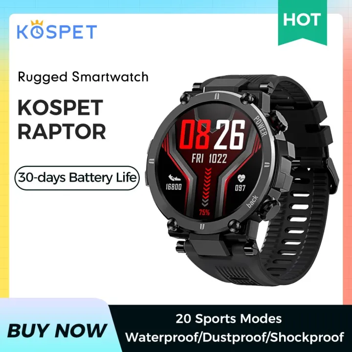 KOSPET Raptor สมาร์ทวอชสำหรับผู้ชาย,นาฬิกาบลูทูธ IP68นาฬิกาออกกำลังกาย ...