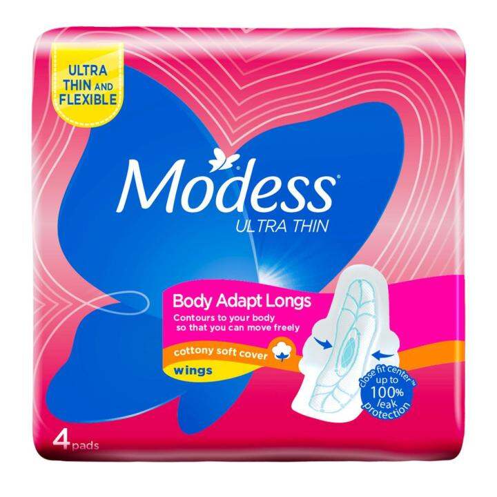MODESS SANITARY NAPKIN BODY ADAPT LONGS COTTONY SOFT COVER WITH WINGS ...