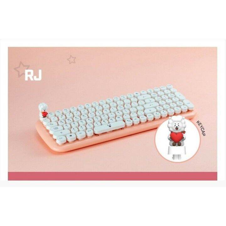 BT21 Official Baby Wireless Retro Keyboard + Keycap Line Friends Royche Authentic Goods K-POP ...