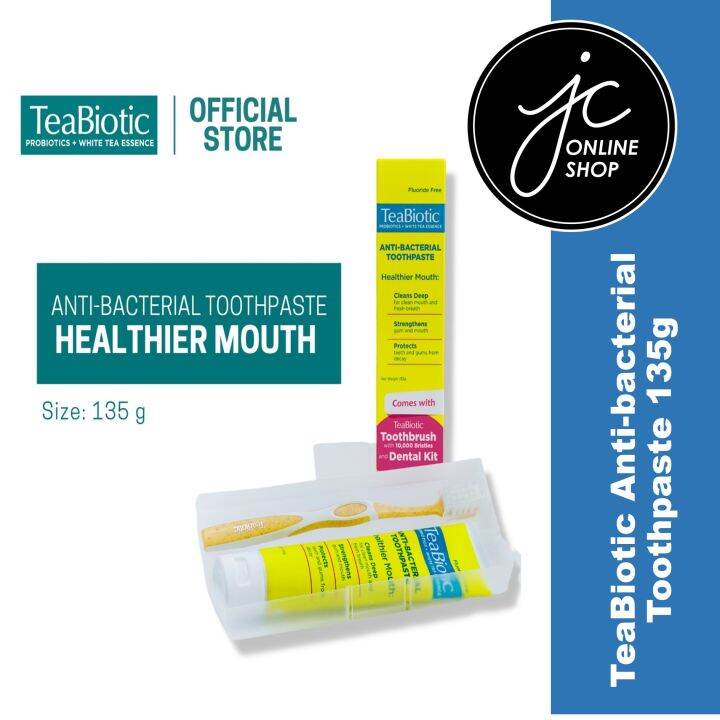 Teabiotic Probiotic Anti-bacterial Toothpaste with Toothbrush & Dental ...